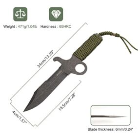 GVDV Full Tang Hunting Knife with Sheath, 13.4-inch Tactical Fixed ...